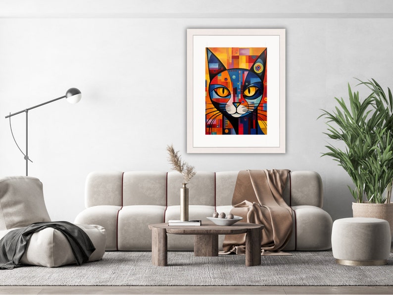 Colorful Cat Art Print in the Style of Wassily Kandinsky - This Cute ...