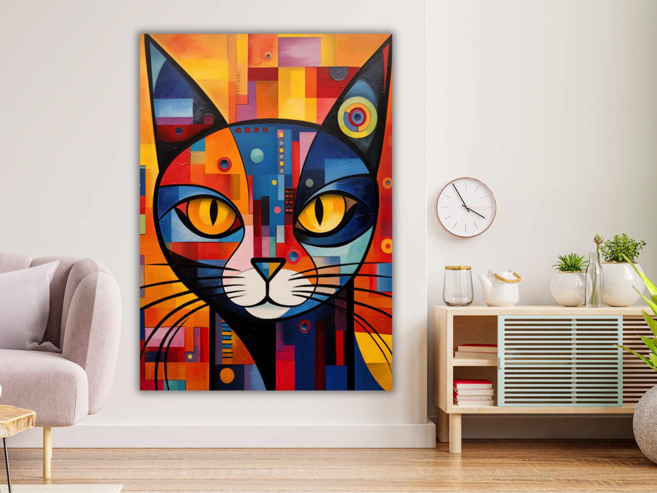 Colorful Cat Art Print in the Style of Wassily Kandinsky - This Cute ...