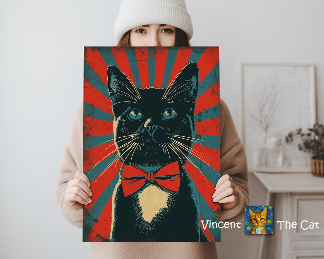 Funny Cat Art Print in the Style of the Obama Poster - Original ...
