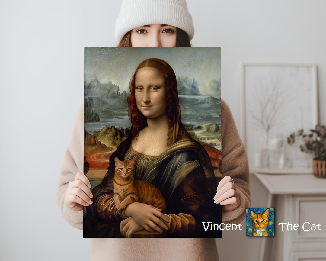 Mona Lisa With Cat - Poster Cat Art in the Style of Leonardo Da Vinci ...