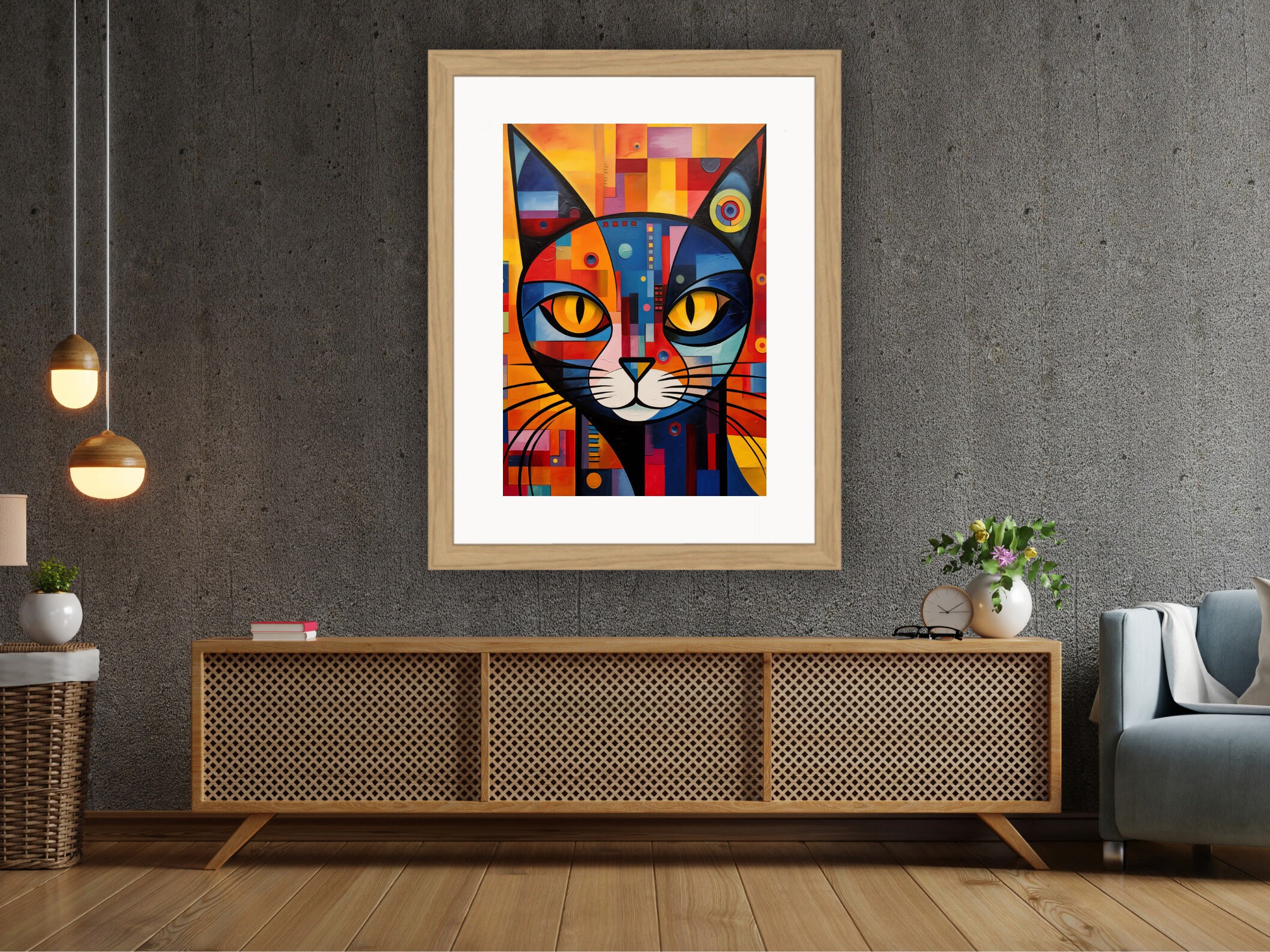 Colorful Cat Art Print in the Style of Wassily Kandinsky - This Cute ...