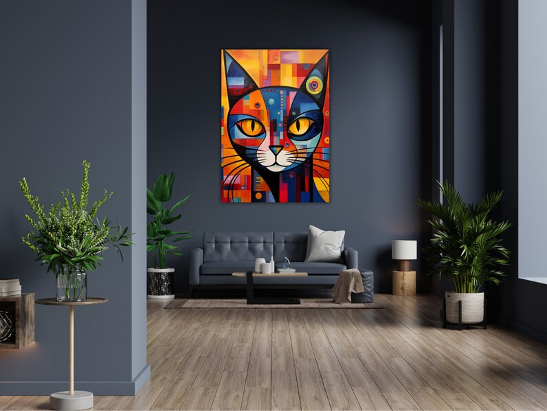 Colorful Cat Art Print in the Style of Wassily Kandinsky - This Cute ...
