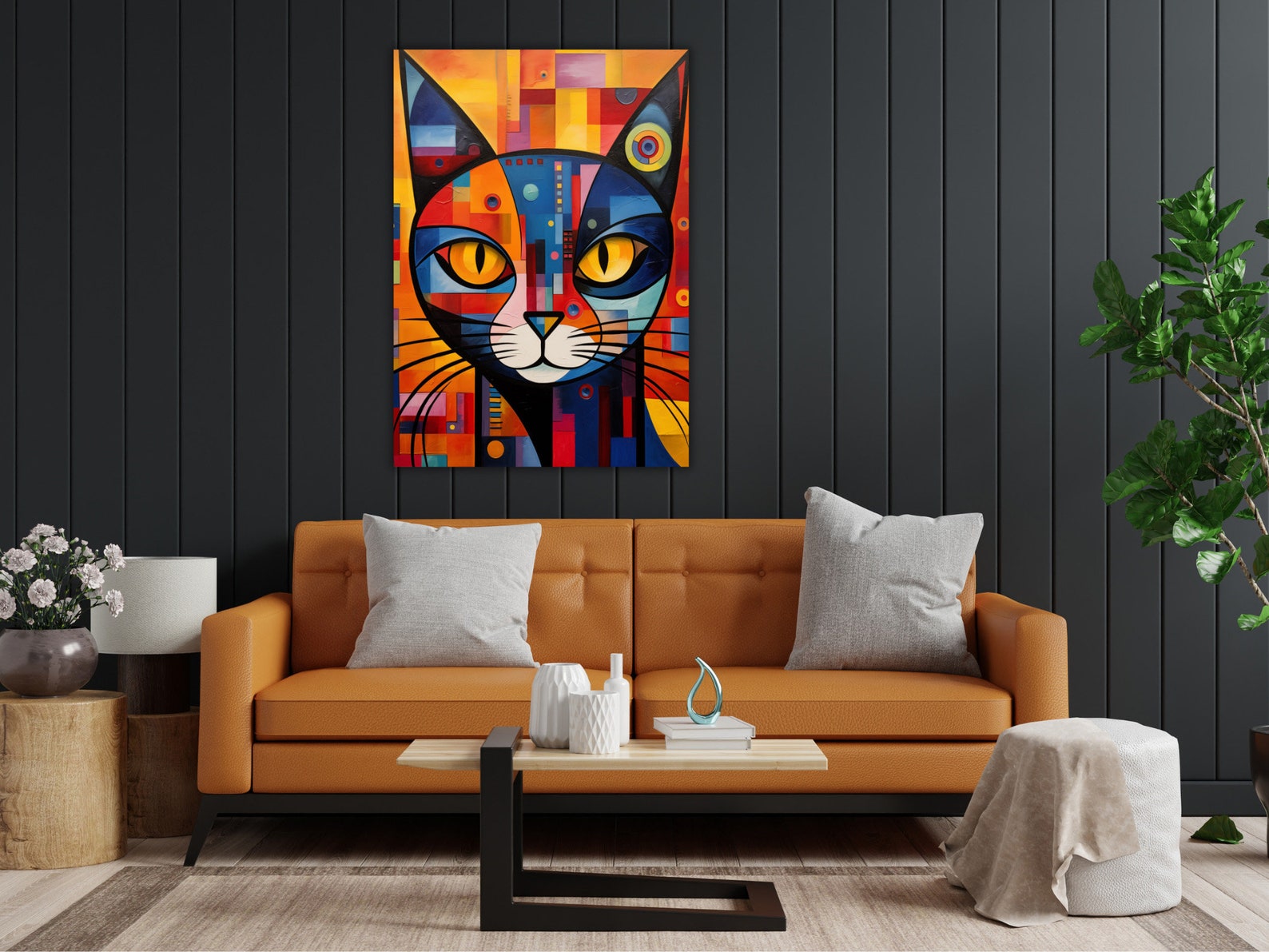 Colorful Cat Art Print in the Style of Wassily Kandinsky - This Cute ...