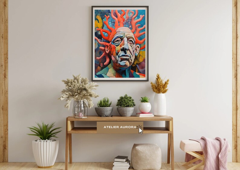 Picasso Style Coral Man Printable Poster Picasso Wall Art Coral ...