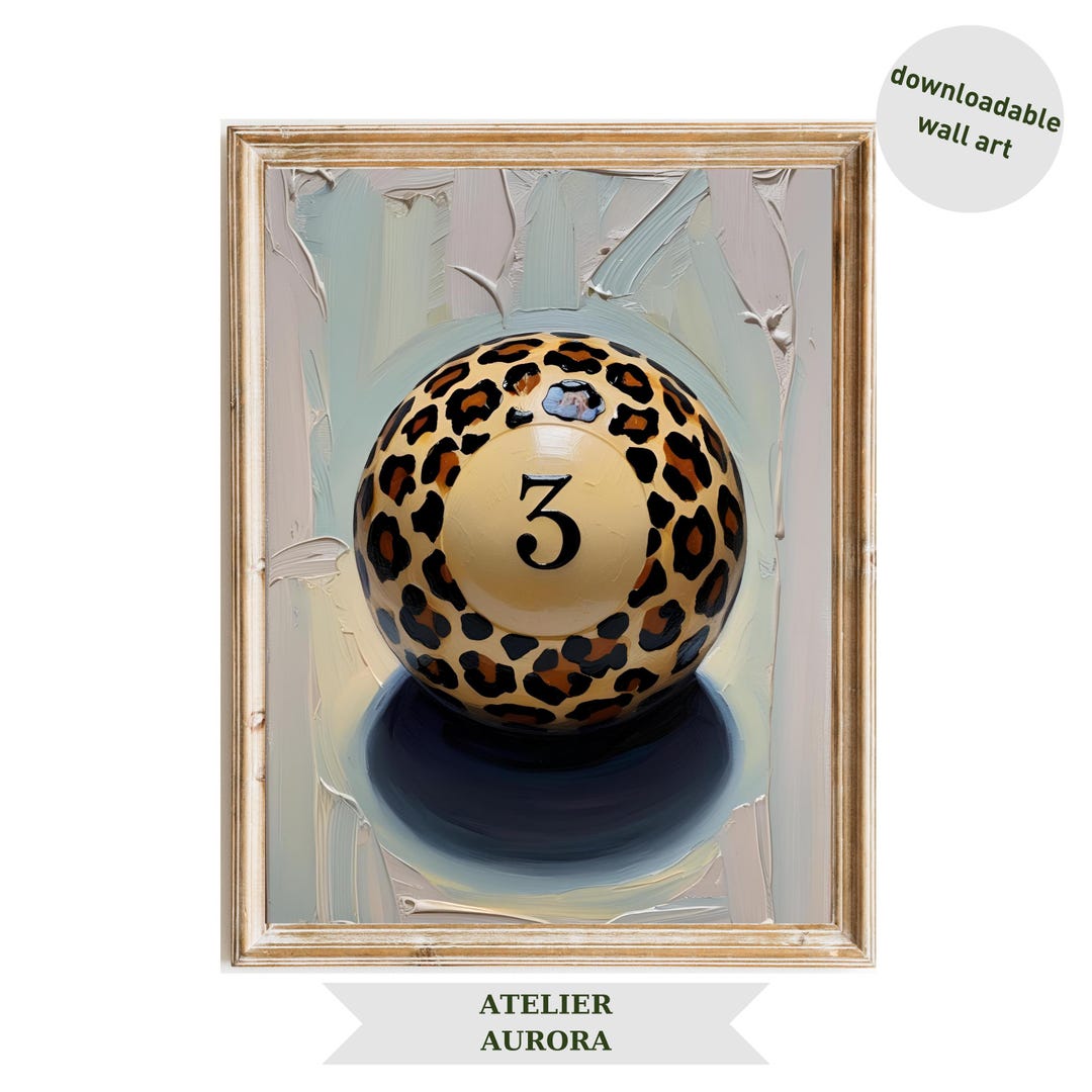 Leopard Billiard Ball No. 3 Art Print: Game Room Decor (digital ...