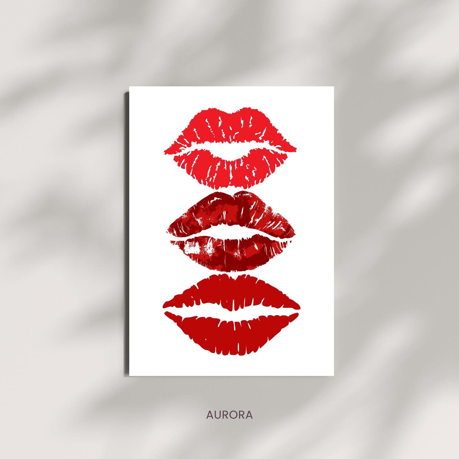 Red Kiss Wall Art, Trendy Wall Art, Minimalist Lips Print, Modern Pop ...