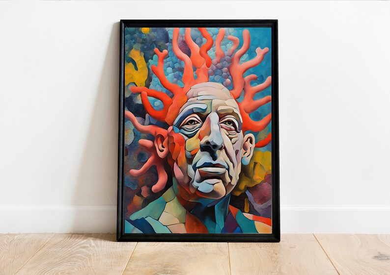 Picasso Style Coral Man Printable Poster Picasso Wall Art Coral ...