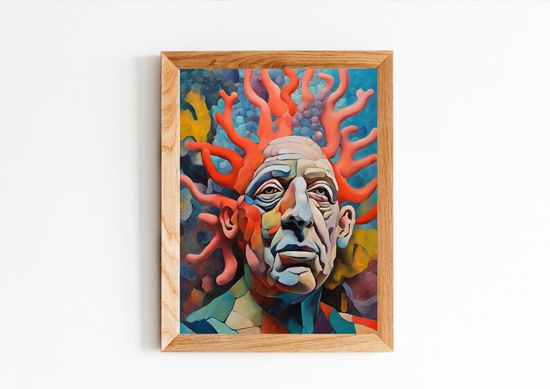 Picasso Style Coral Man Printable Poster Picasso Wall Art Coral ...