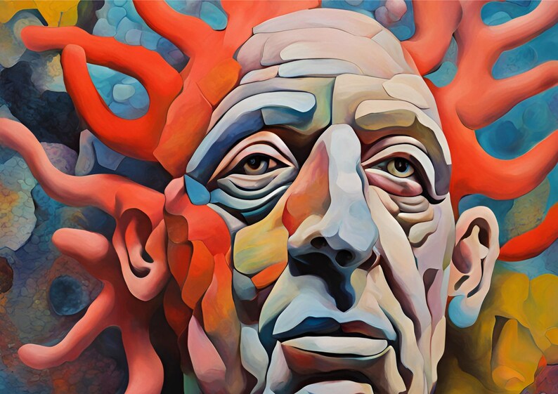 Picasso Style Coral Man Printable Poster Picasso Wall Art Coral ...