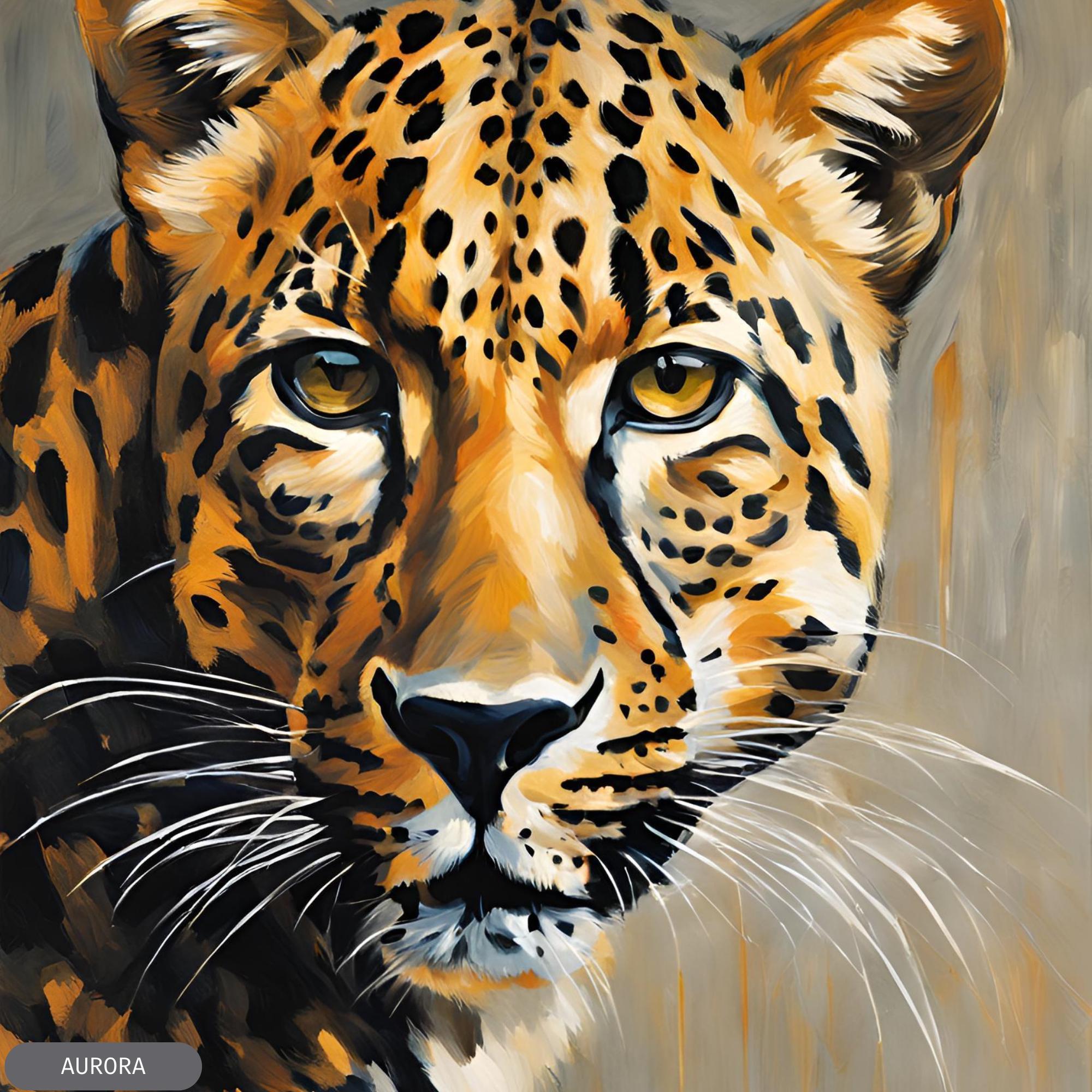 Leopard Oil Painting Wall Art, Safari-themed Decor, Animal Canvas Wall ...