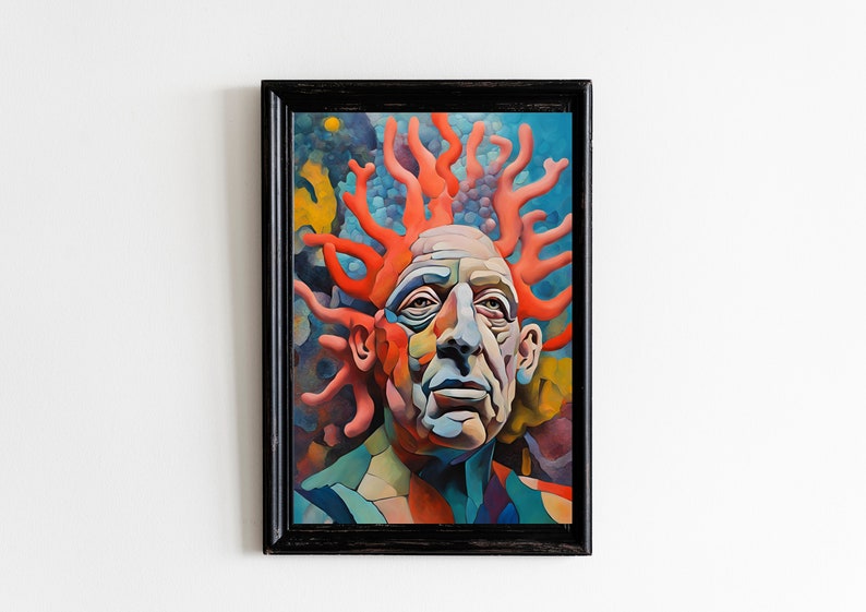 Picasso Style Coral Man Poster: Abstract Art Print (digital Print Files ...