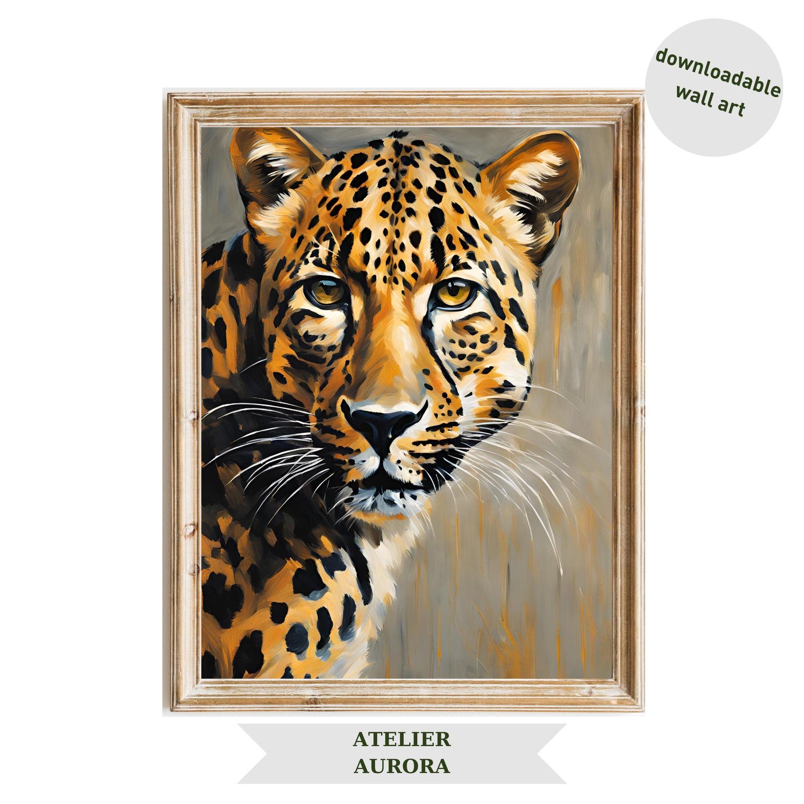 Leopard Oil Painting Wall Art, Safari-themed Decor, Animal Canvas Wall ...