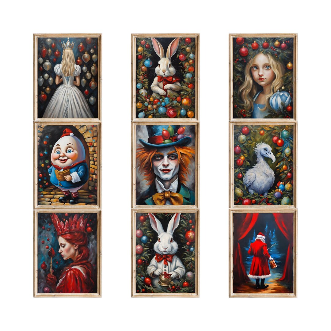 Christmas Alice in Wonderland Gallery Wall Art Set (digital Download ...