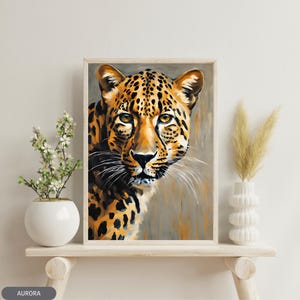 Leopard Oil Painting Wall Art, Safari-themed Decor, Animal Canvas Wall ...