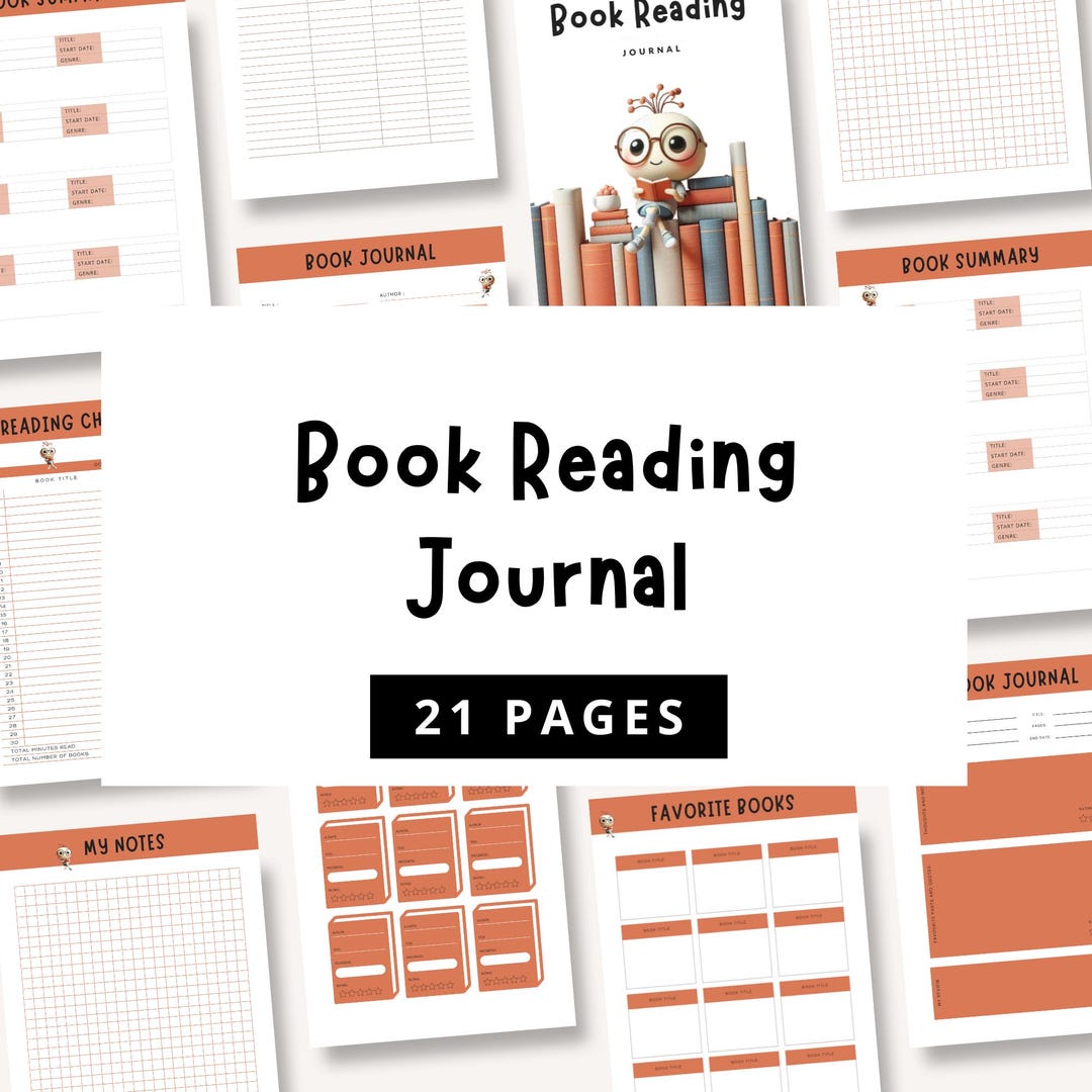 Digital Book Reading Journal Log Notebook Printable Reading Tracker ...