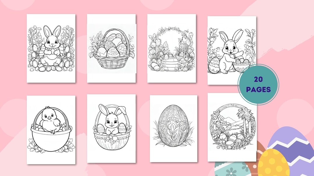 20 Printable Easter Coloring Pages for Adults and Kids - Etsy