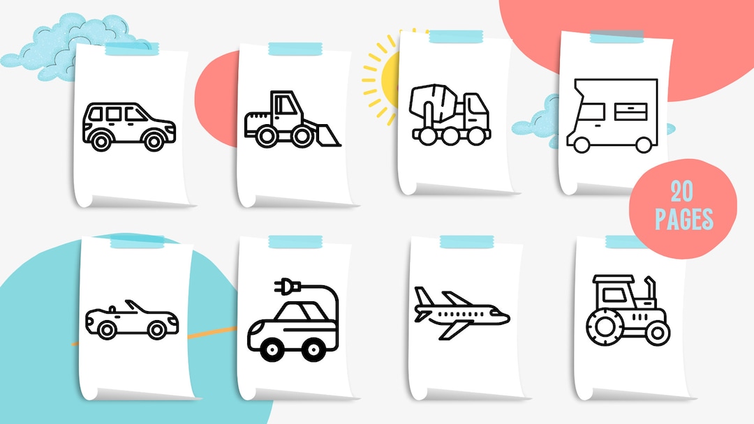 20 Printable Vehicle Coloring Pages for Kids, Toddles, Preschoolers - Etsy