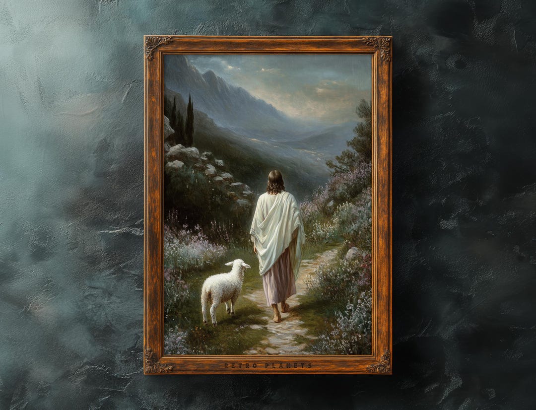 Jesus Walking With Lamb Printable | Renaissance Christian Art ...