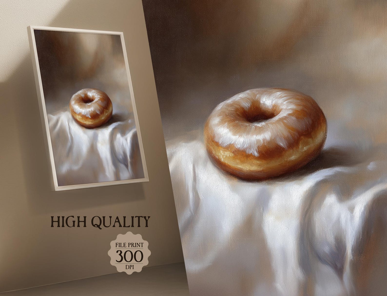 Donut Printable Art | Kitchen Wall Art | Food Art Print, Donut Painting ...