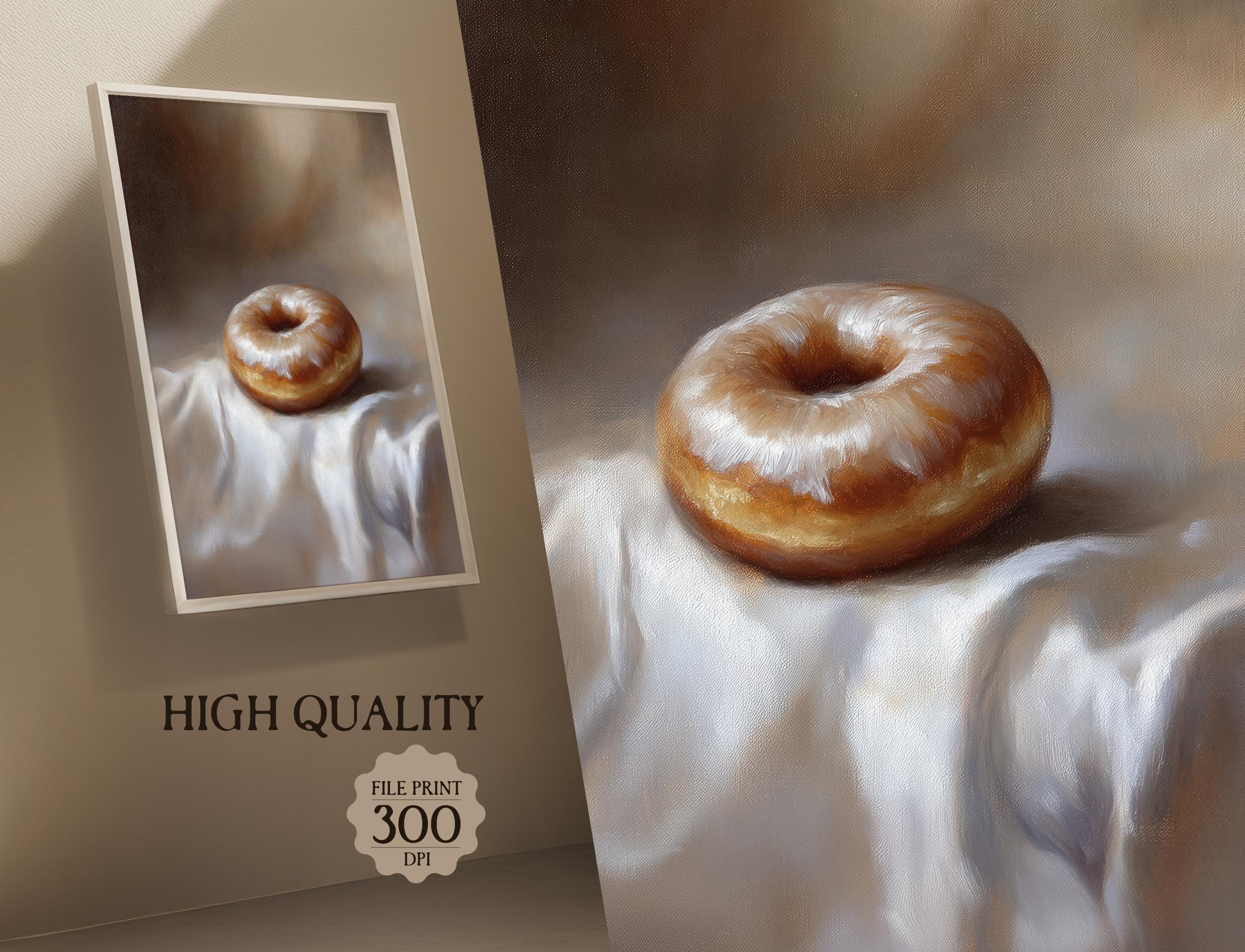 Donut Printable Art | Kitchen Wall Art | Food Art Print, Donut Painting ...