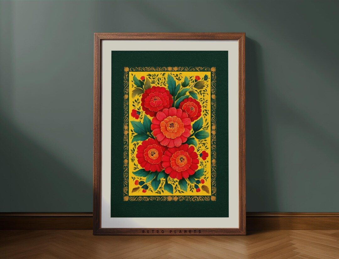 Marigold Folk Art Print: Mexican Floral Decor (digital Download) - Etsy
