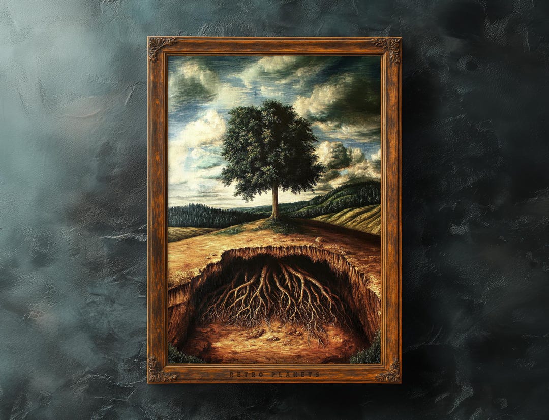 Surreal Tree Roots Wall Art Printable | Renaissance Landscape Digital ...