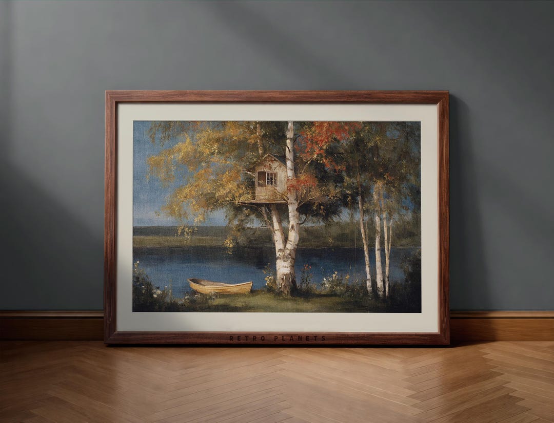 Lake Treehouse Wall Art Print – Cabin & Lake House Decor (digital ...