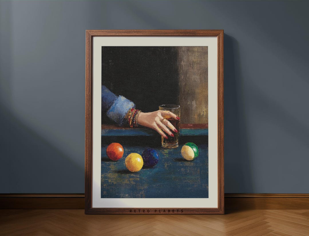 Cowgirl Pool Table Moment – Feminine Western Billiards Wall Art, Whisky ...