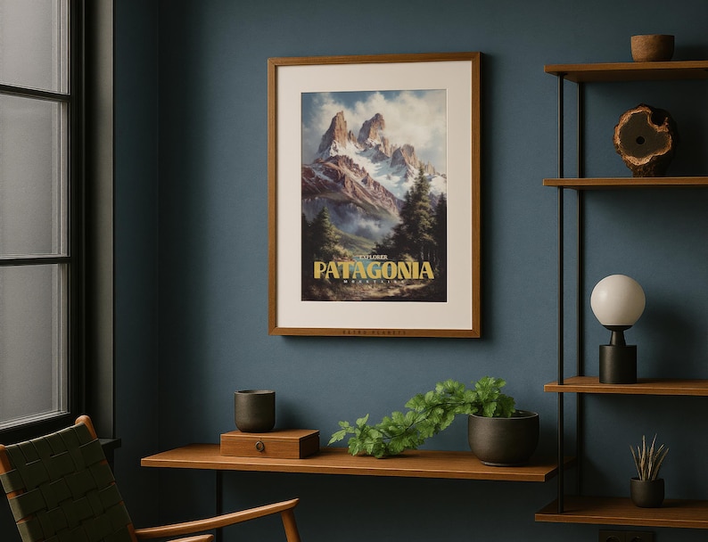 Patagonia National Park Vintage Travel Poster: Andes Mountain Print ...