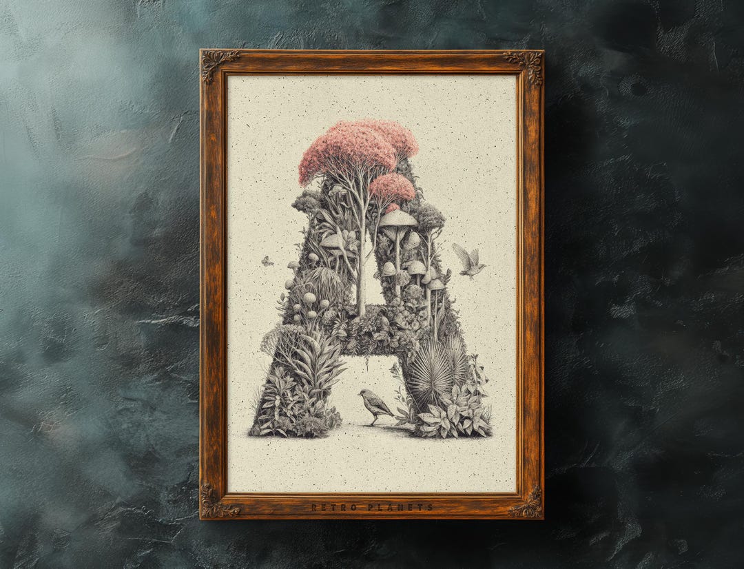 Botanical Letter A Art Print | Vintage Forest Alphabet Poster | Nature ...