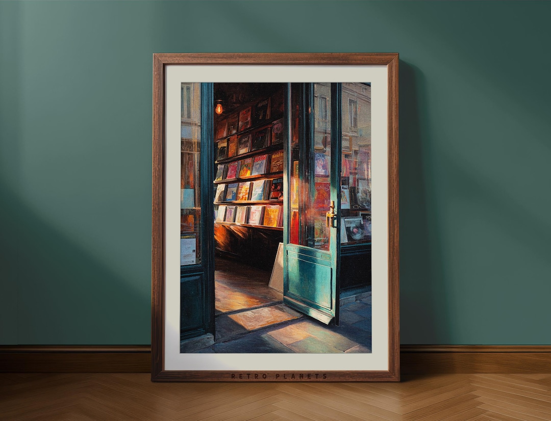 Retro Vinyl Record Store Art Print – Vintage Music Shop (digital ...