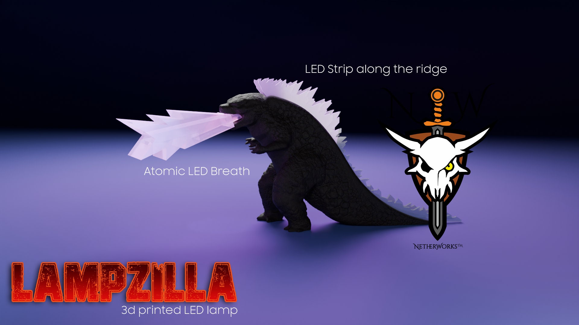 GODZILLAMP Led Powered Godzilla Desktop LED Lamp - Etsy