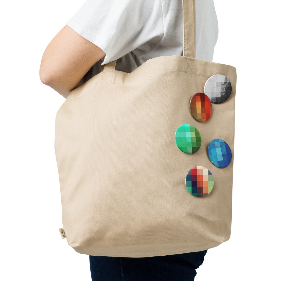 Pixel Mosaic Pins Bold large / Pinback Buttons / Pins for Backpacks ...