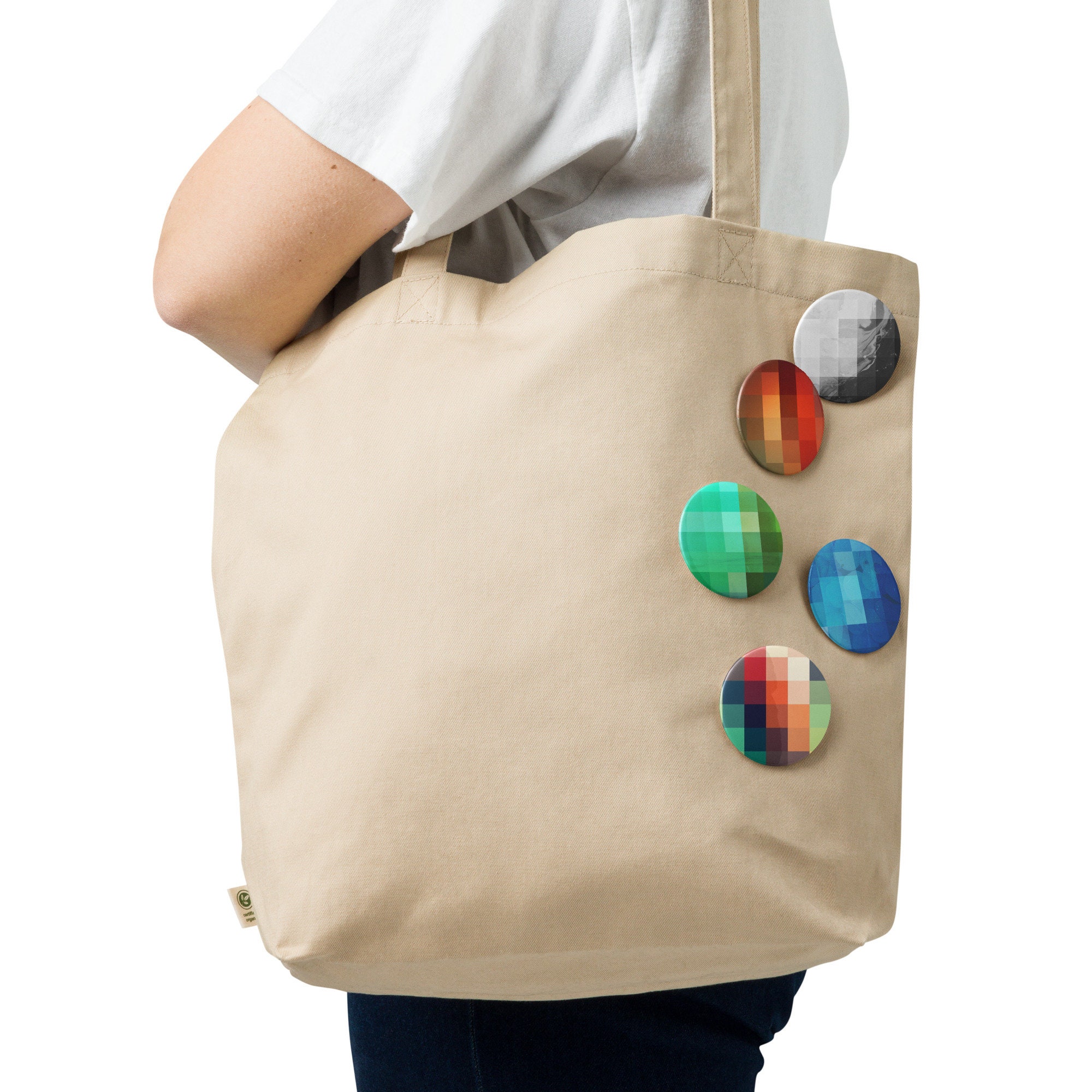 Pixel Mosaic Pins Bold large / Pinback Buttons / Pins for Backpacks ...