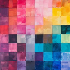 Digital Download Wall Art Paint Brush Stroke Colorful Boho Mosaic ...