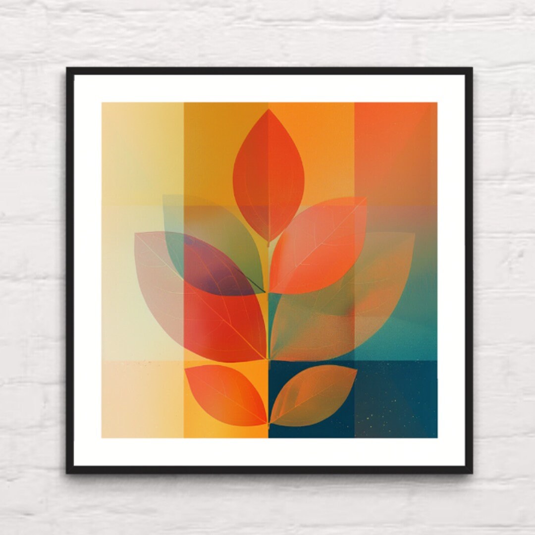 Digital Download Golden Leaves Printable Wall Art Soothing Abstract ...