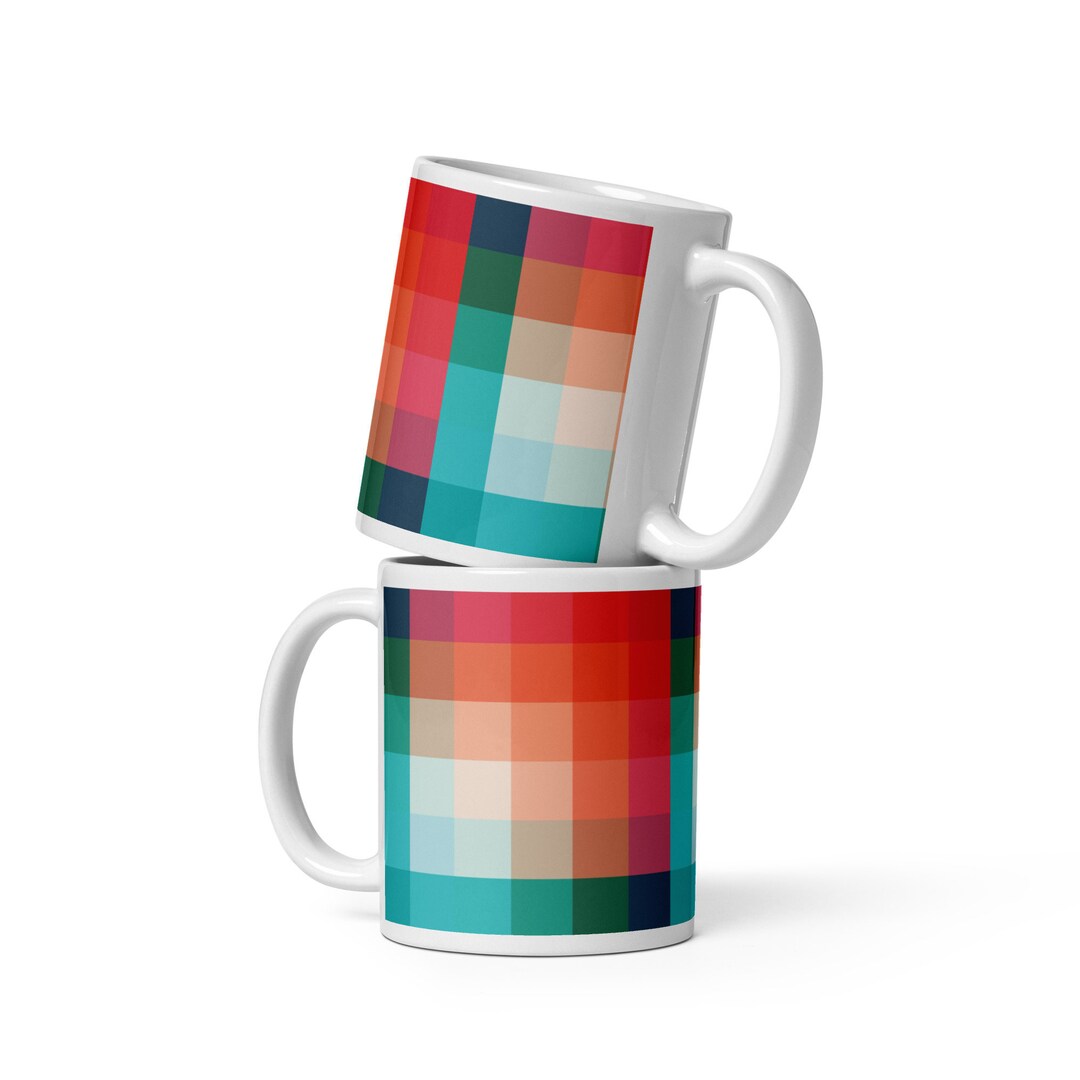 Pixel Mosaic Mug → Vibrations (11 Oz) / Boho Coffee Mug / Custom Design ...