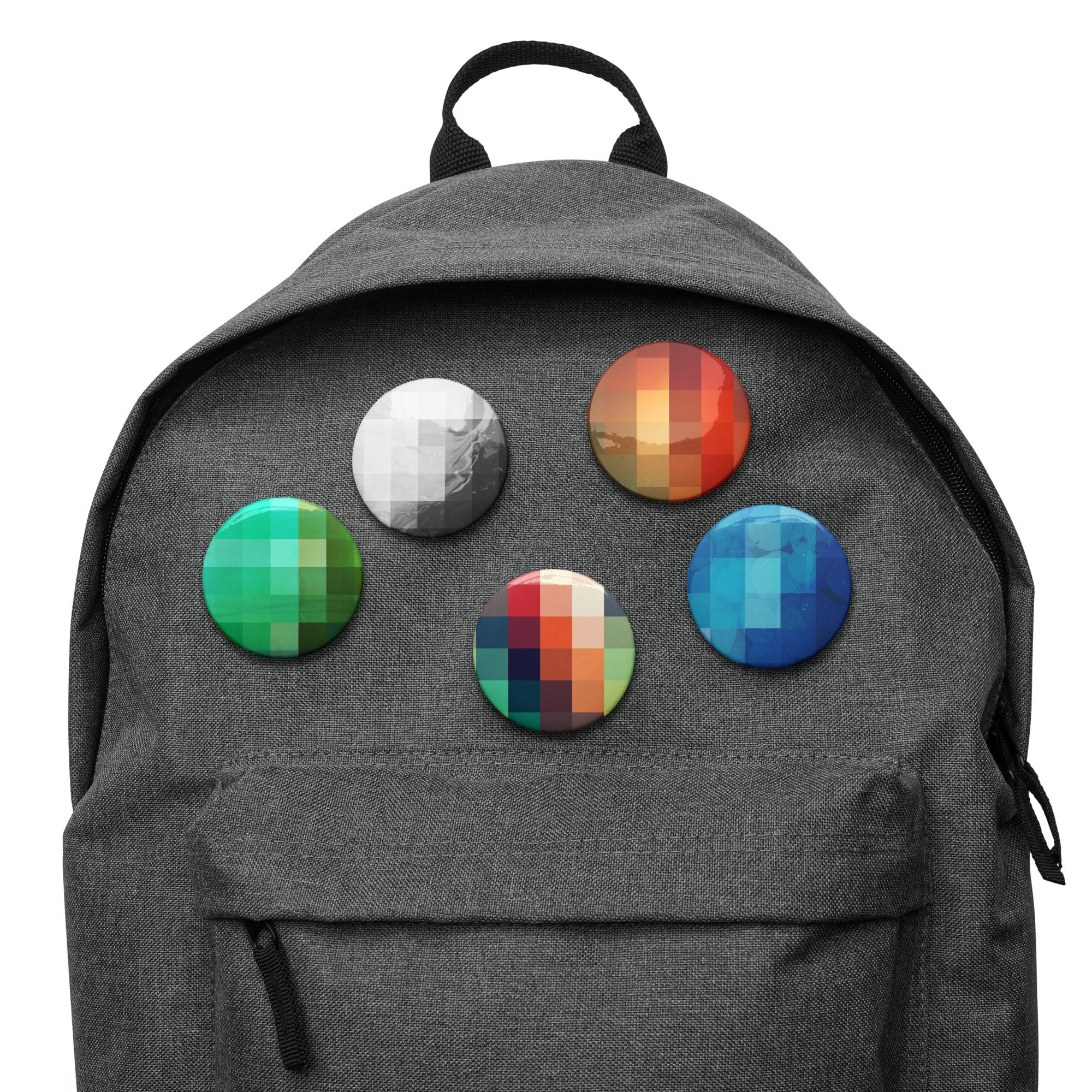 Pixel Mosaic Pins → Bold (large) / Pinback Buttons / Pins for Backpacks ...