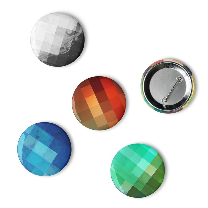 Pixel Mosaic Pins Bold large / Pinback Buttons / Pins for Backpacks ...