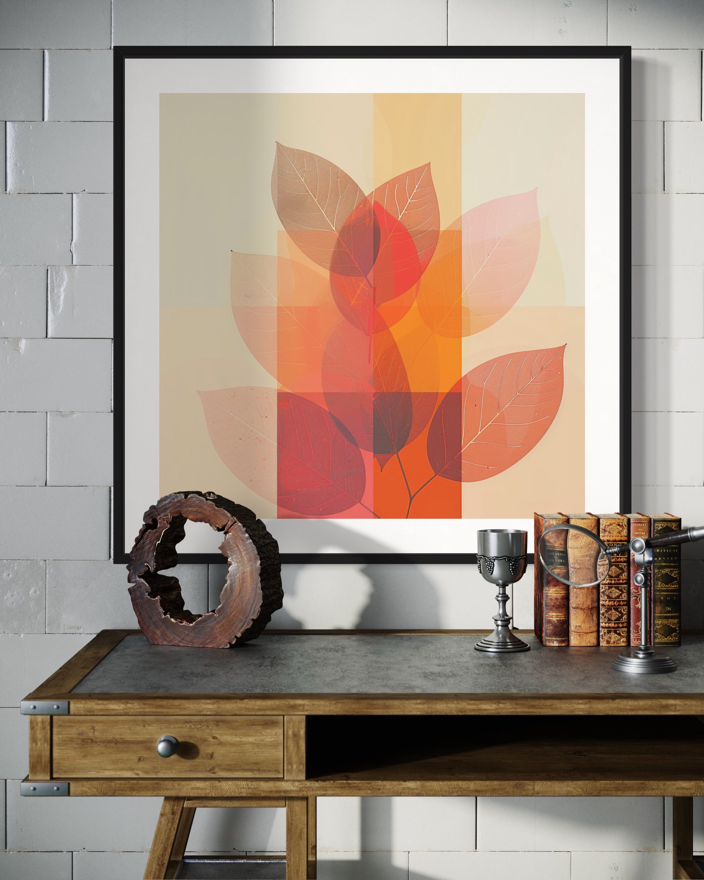 Minimal Leaves Print Large Format Wall Art Minimalist Abstract Nature ...