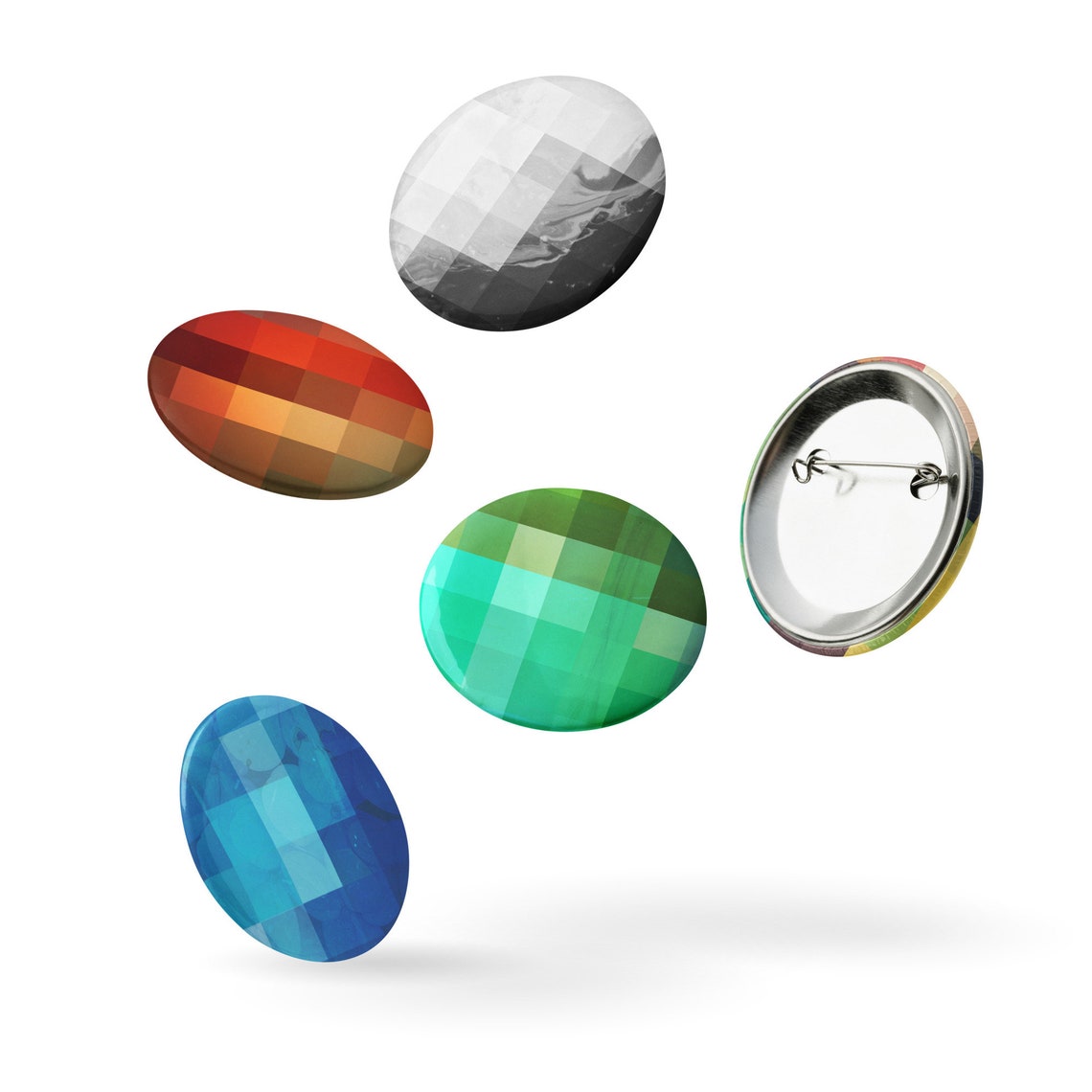 Pixel Mosaic Pins Bold large / Pinback Buttons / Pins for Backpacks ...