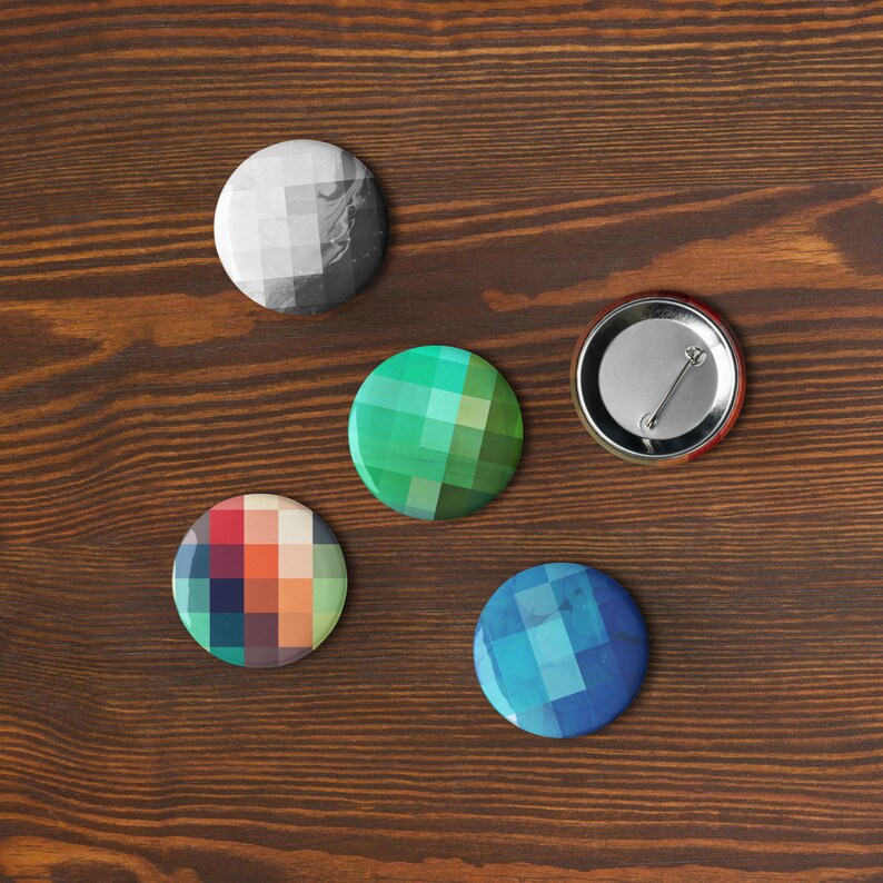 Pixel Mosaic Pins Bold large / Pinback Buttons / Pins for Backpacks ...