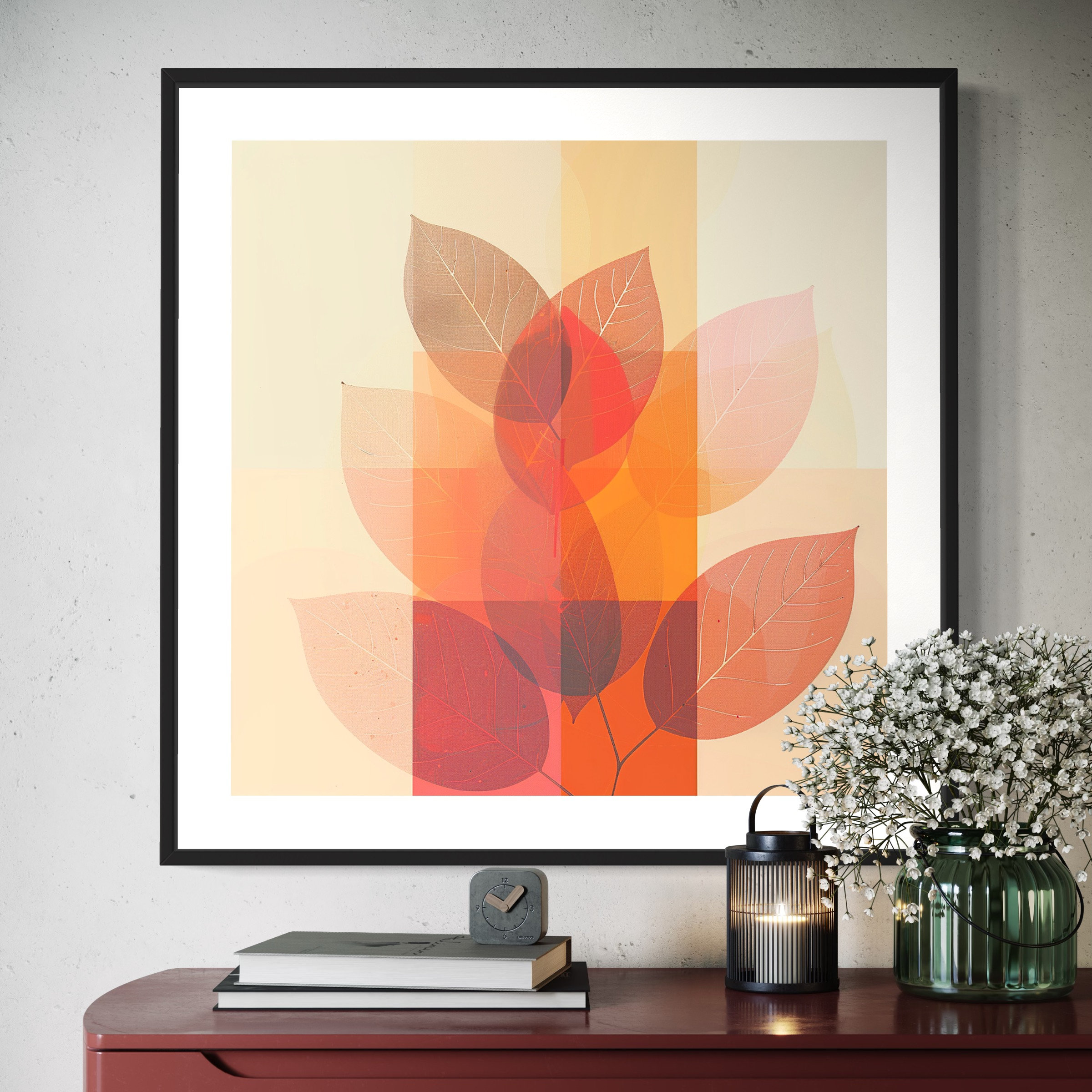 Minimal Leaves Print Large Format Wall Art Minimalist Abstract Nature ...