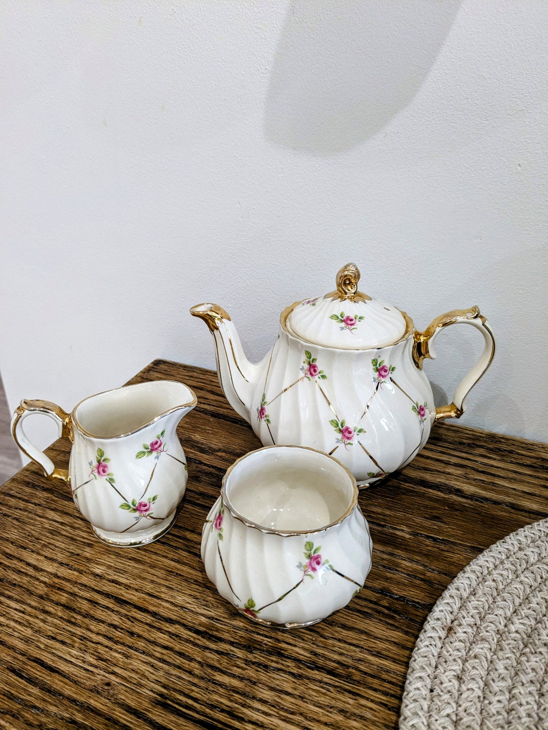 James Sadler 1930's Teapot 3 Piece Set, Teapot, Sugar Bowl, Milk Jug ...