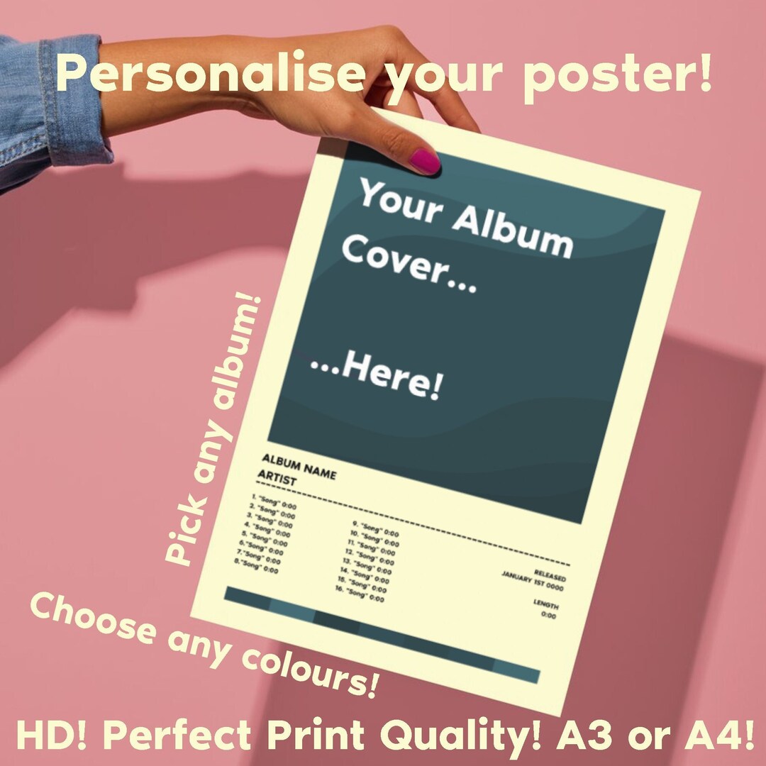 Custom Album Cover Print Choose Any Album A3 A4 Framed Poster Print