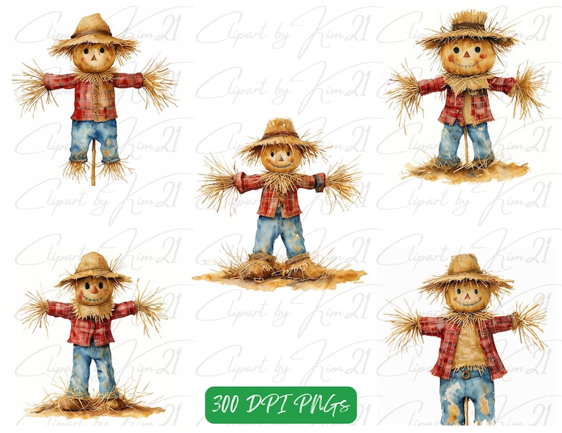 Red Plaid Scarecrow Clipart | Autumn Graphics (digital Download) - Etsy