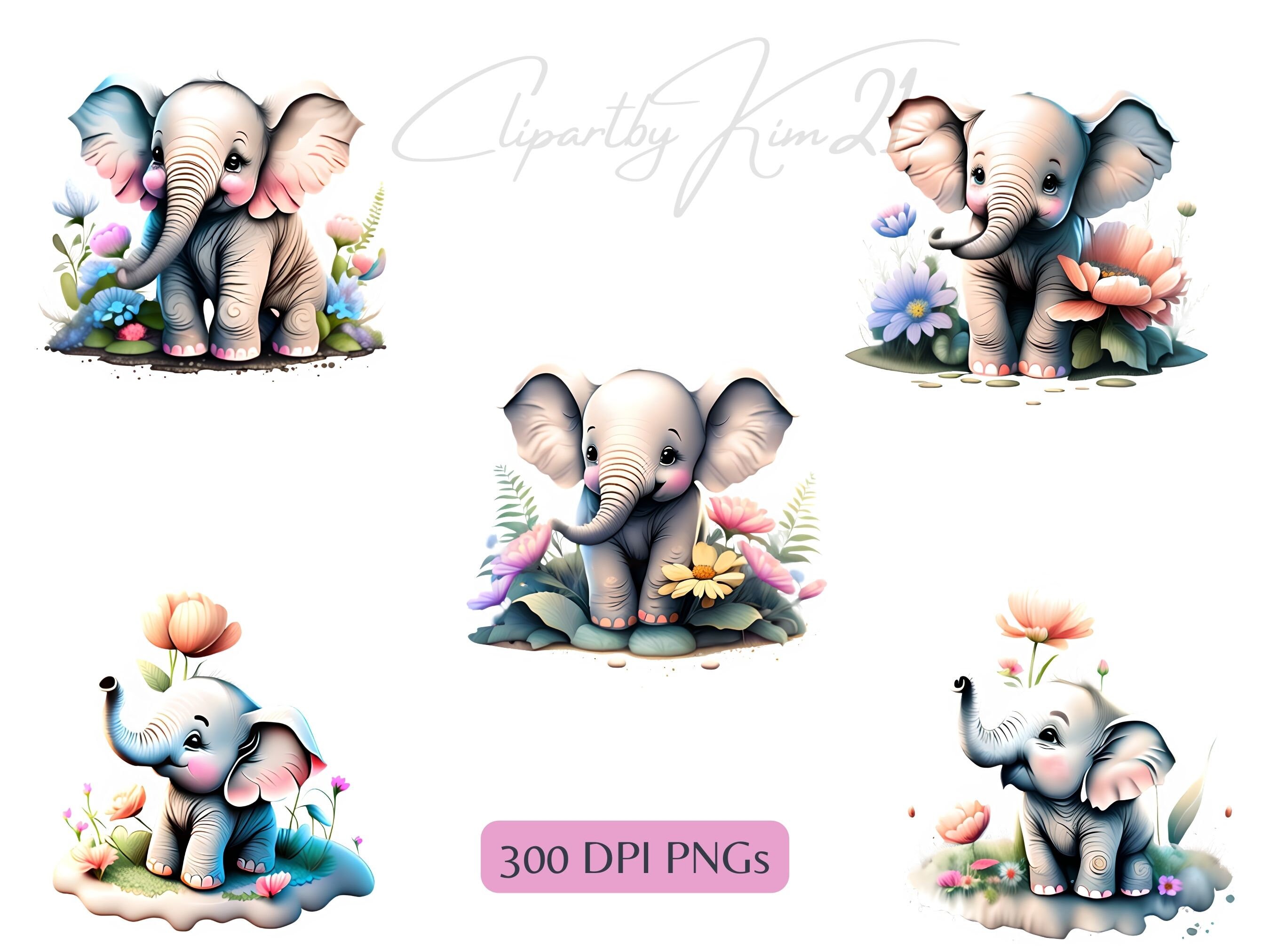 20 Cute Baby Elephant Clipart | Cute Elephant Graphics | Adorable Baby ...