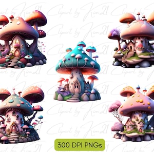 Mushroom Houses Clipart | 20 Fantasy Pngs (digital Download) - Etsy