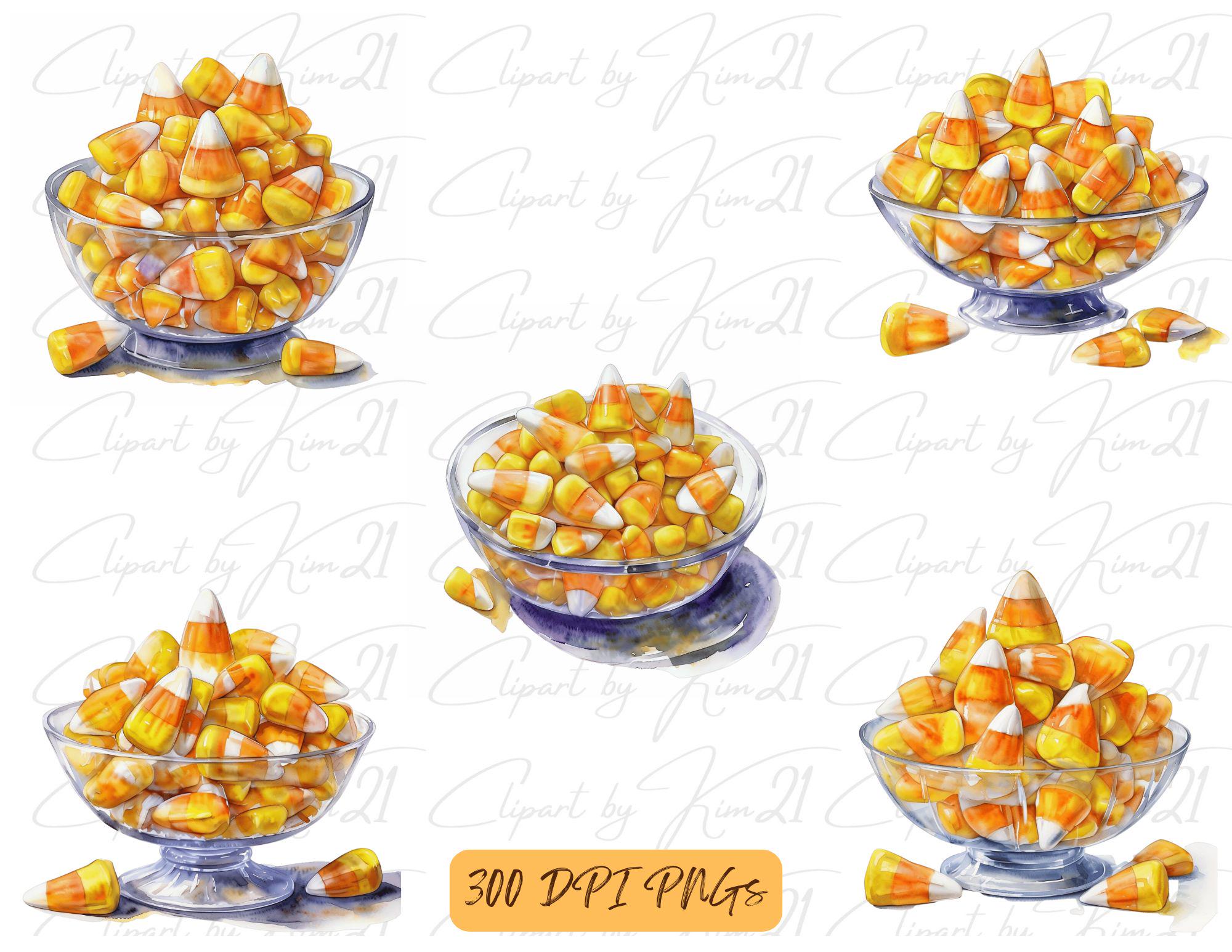 20 Halloween Candy Corn in Dish | Halloween Clipart | Halloween Candy ...
