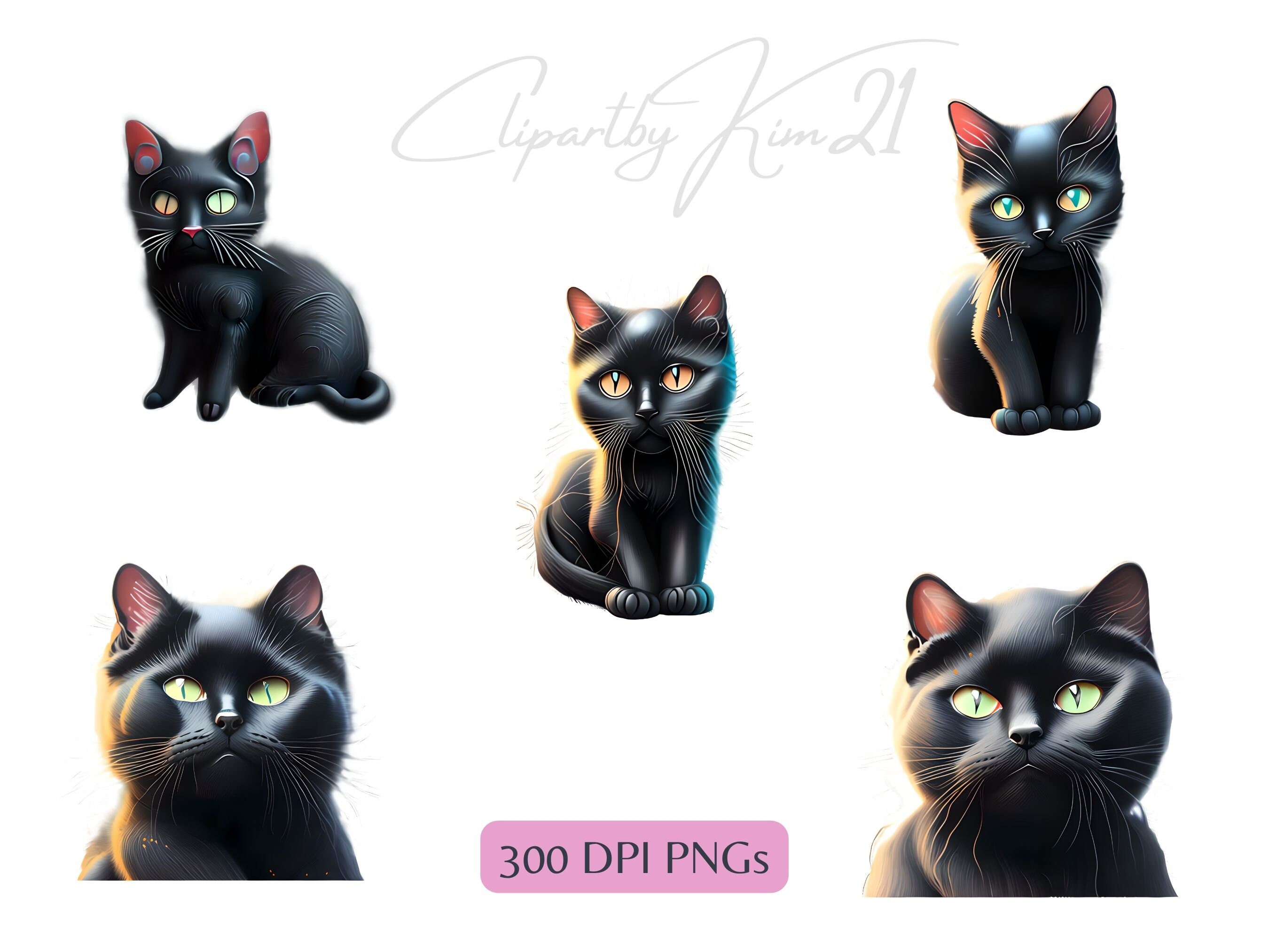20 Black Cats Clipart | Black Cats Graphics | Cat Clipart Bundle ...